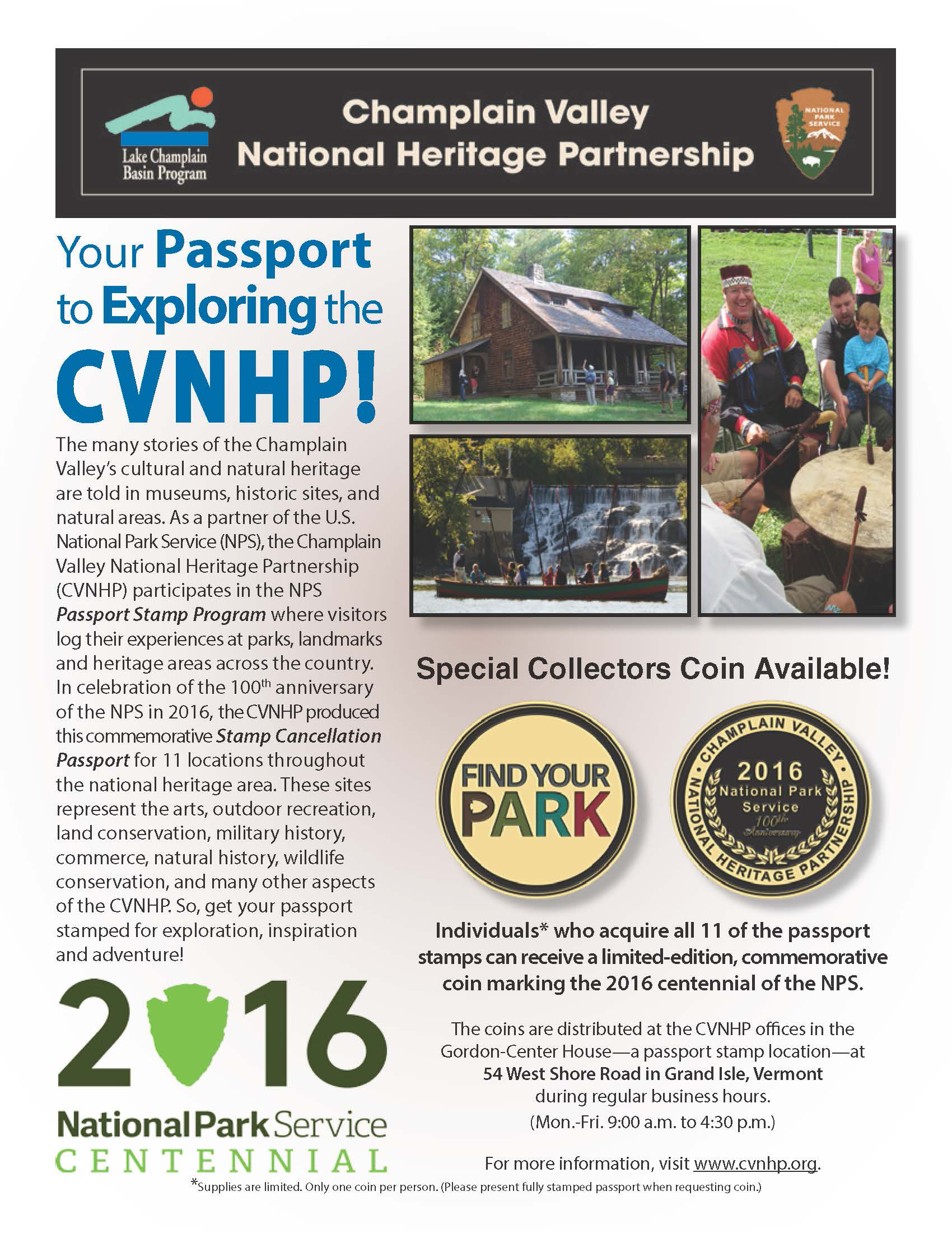 CVNHP Initiates Champlain Valley Passport Stamp Program - Lake ...